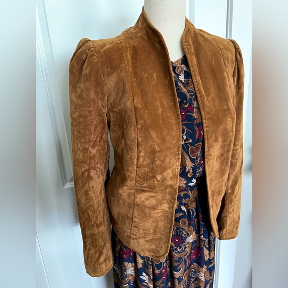 Jackets & Coats | Vintage Velvet Suede Puff Shoulder Blazer | Poshmark